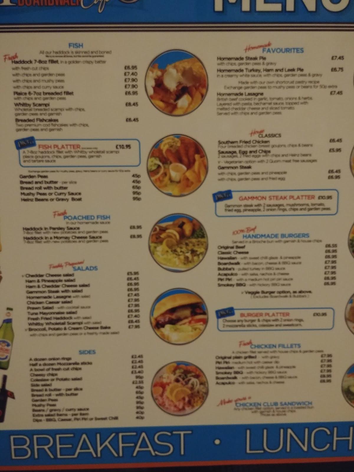 Menu at Pier 6 Boardwalk Cafe, Bridlington