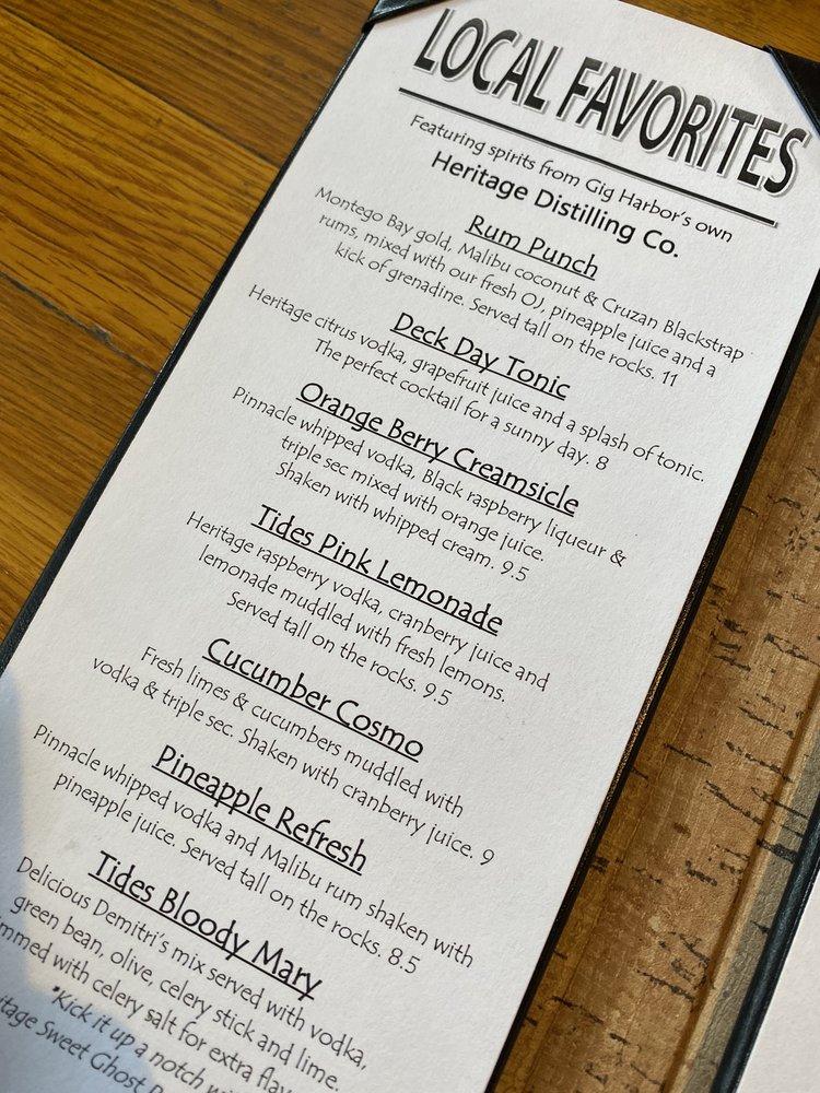 Menu at Tides Tavern pub & bar, Gig Harbor