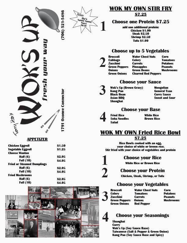 Menu at Wok's Up restaurant, Athens, Oconee Connector #470