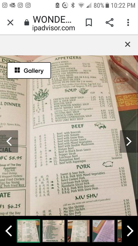 Menu at Wonderful House Chinese Restaurant, Trinidad
