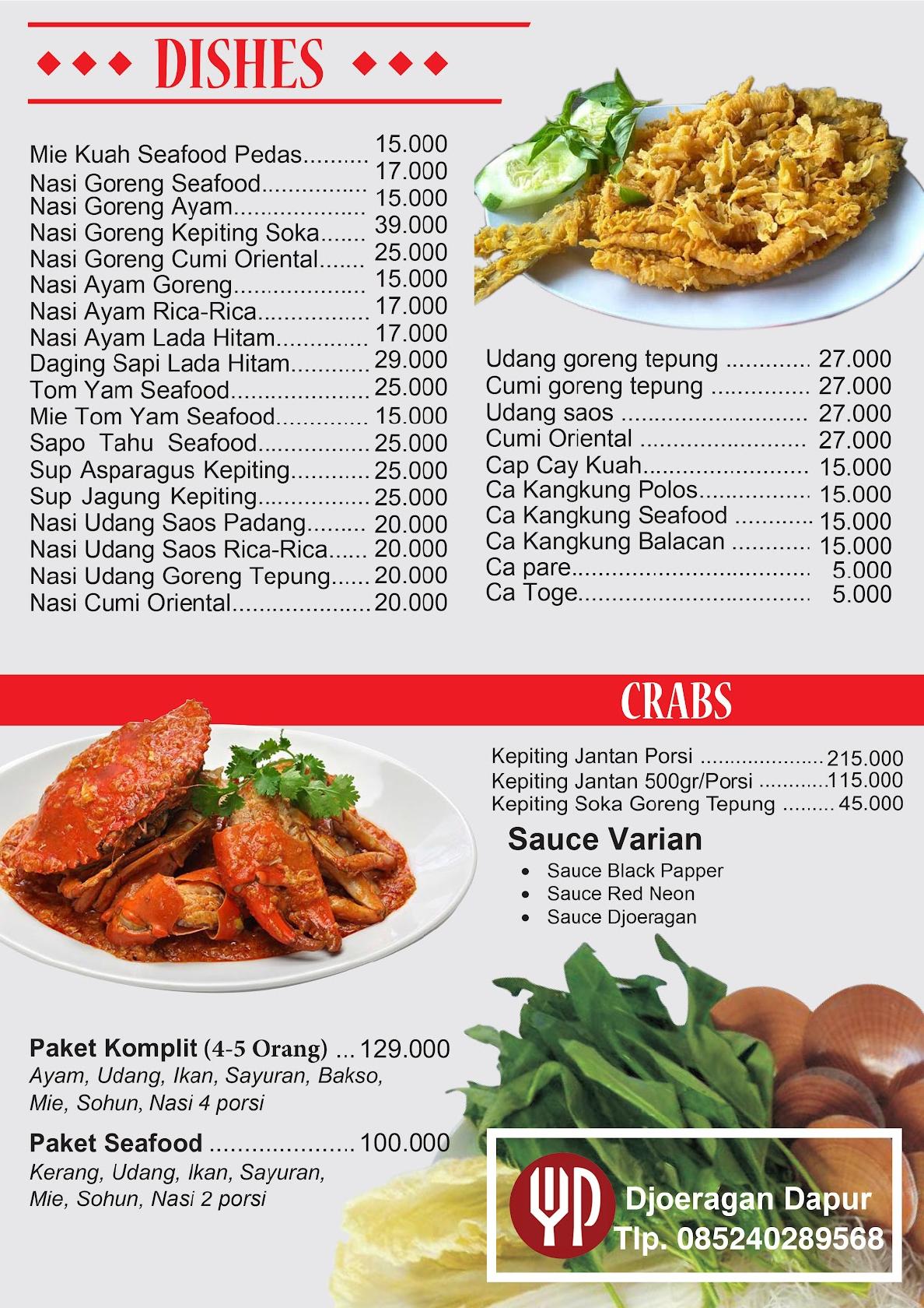 Menu at Djoeragan Dapur restaurant, Makassar, WG26+3XC