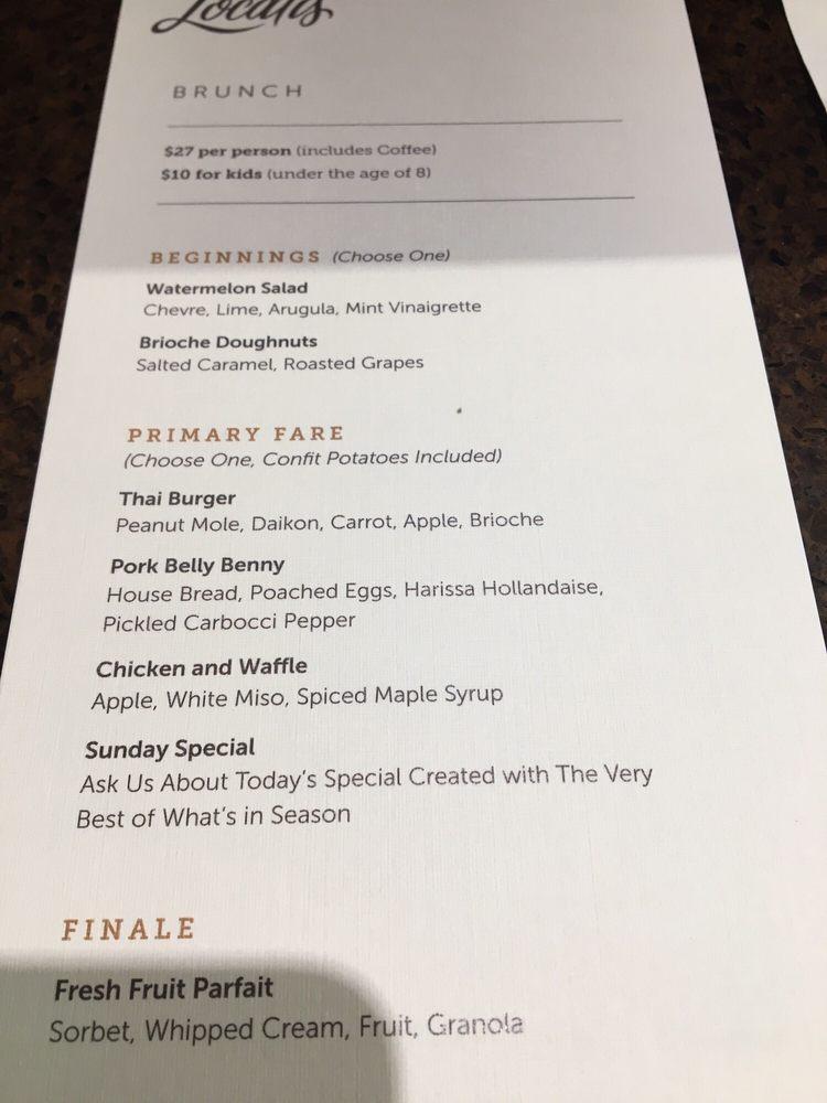 Menu at Localis restaurant, Sacramento