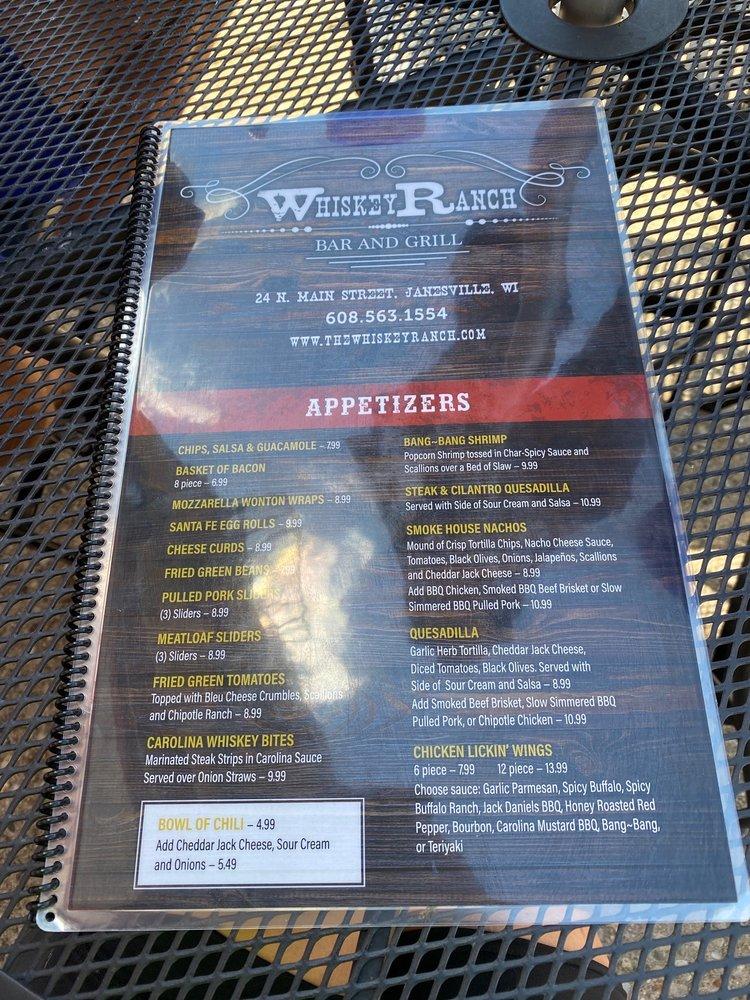 Menu at Whiskey Ranch Bar & Grill, Janesville, 24 N Main St