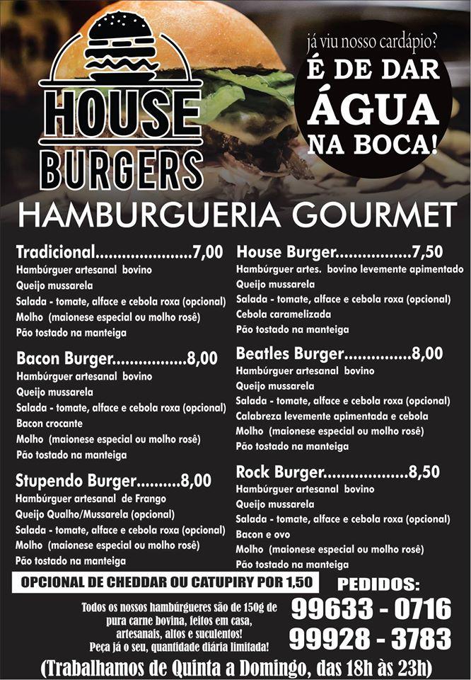 Menu at House Burger restaurant, Coremas