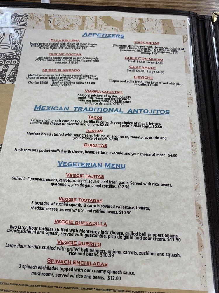 Menu at Los Patrones Fresh Mexican Cuisine restaurant, Galveston