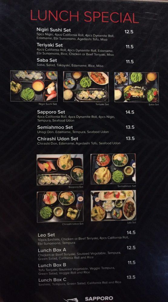 Menu at Sapporo Kitchen restaurant, Surrey