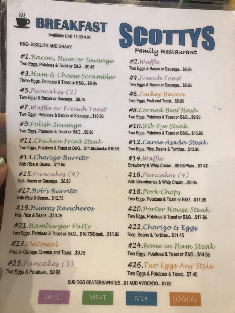 Menu at Scotty's Family Restaurant, Whittier, Whittier Blvd