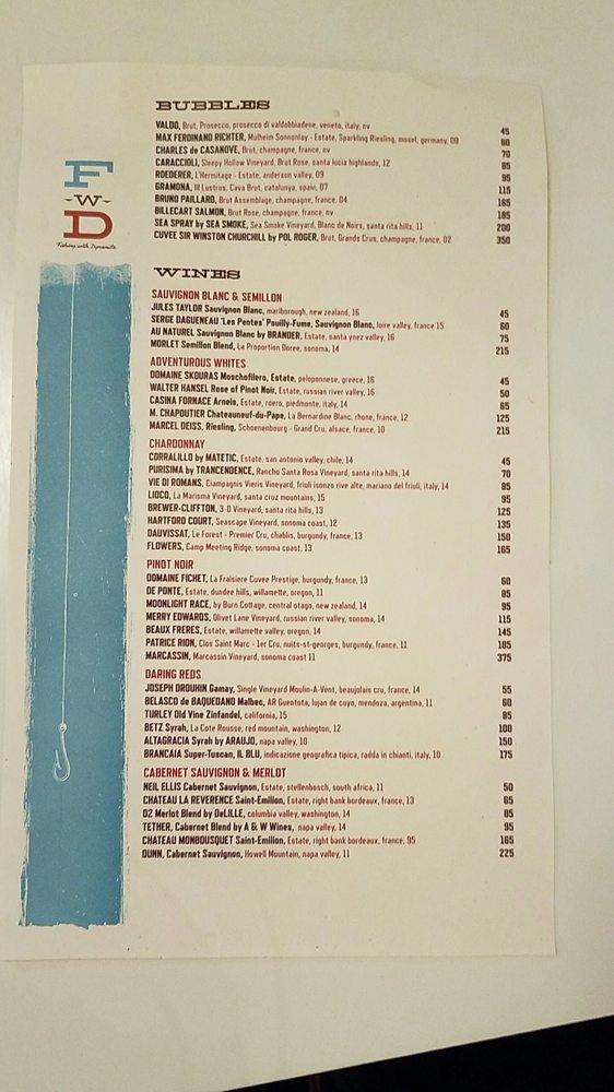 Menu at Fishing With Dynamite pub & bar, Manhattan Beach