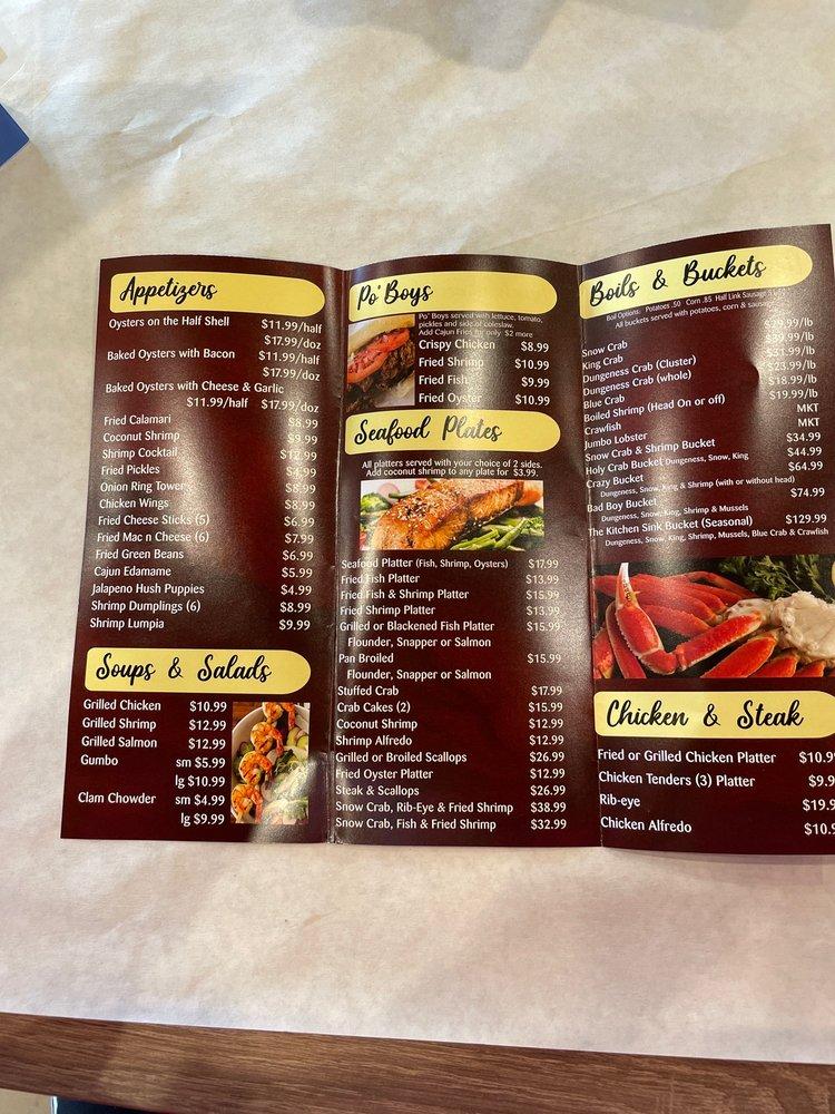 Menu at Holy Crab steakhouse, Universal City