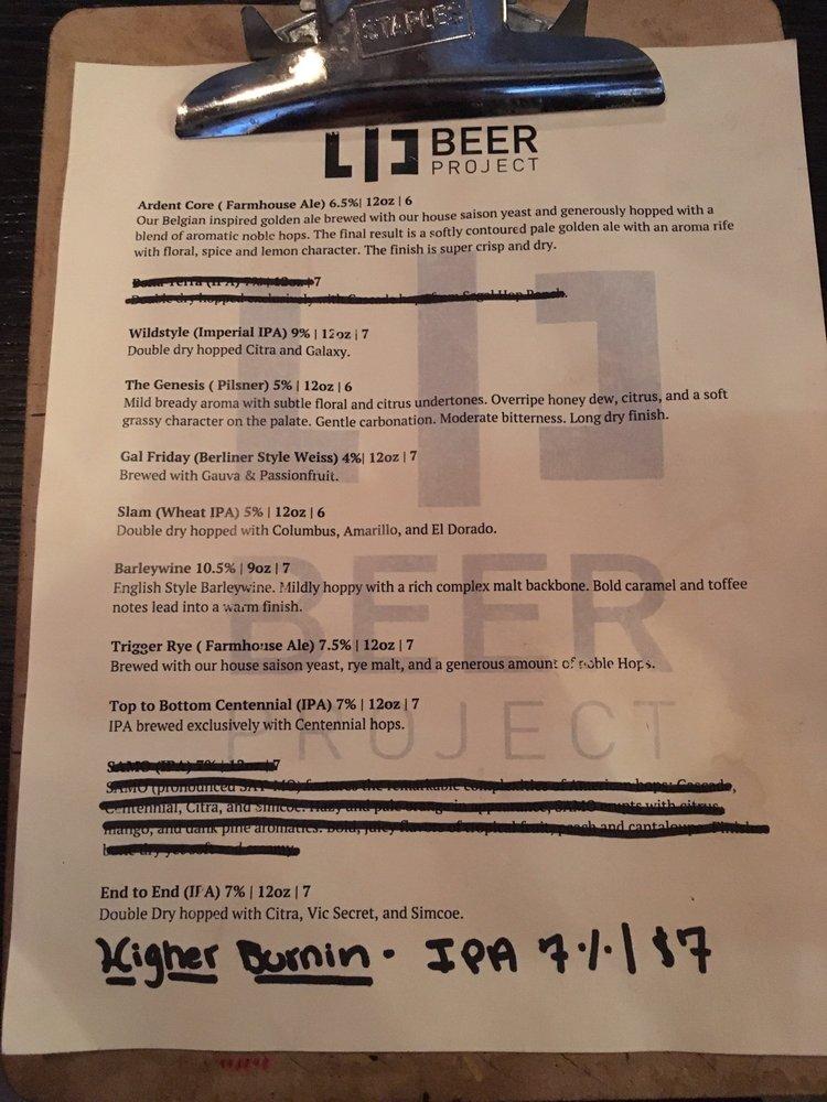 Menu at LIC Beer Project pub & bar, New York City