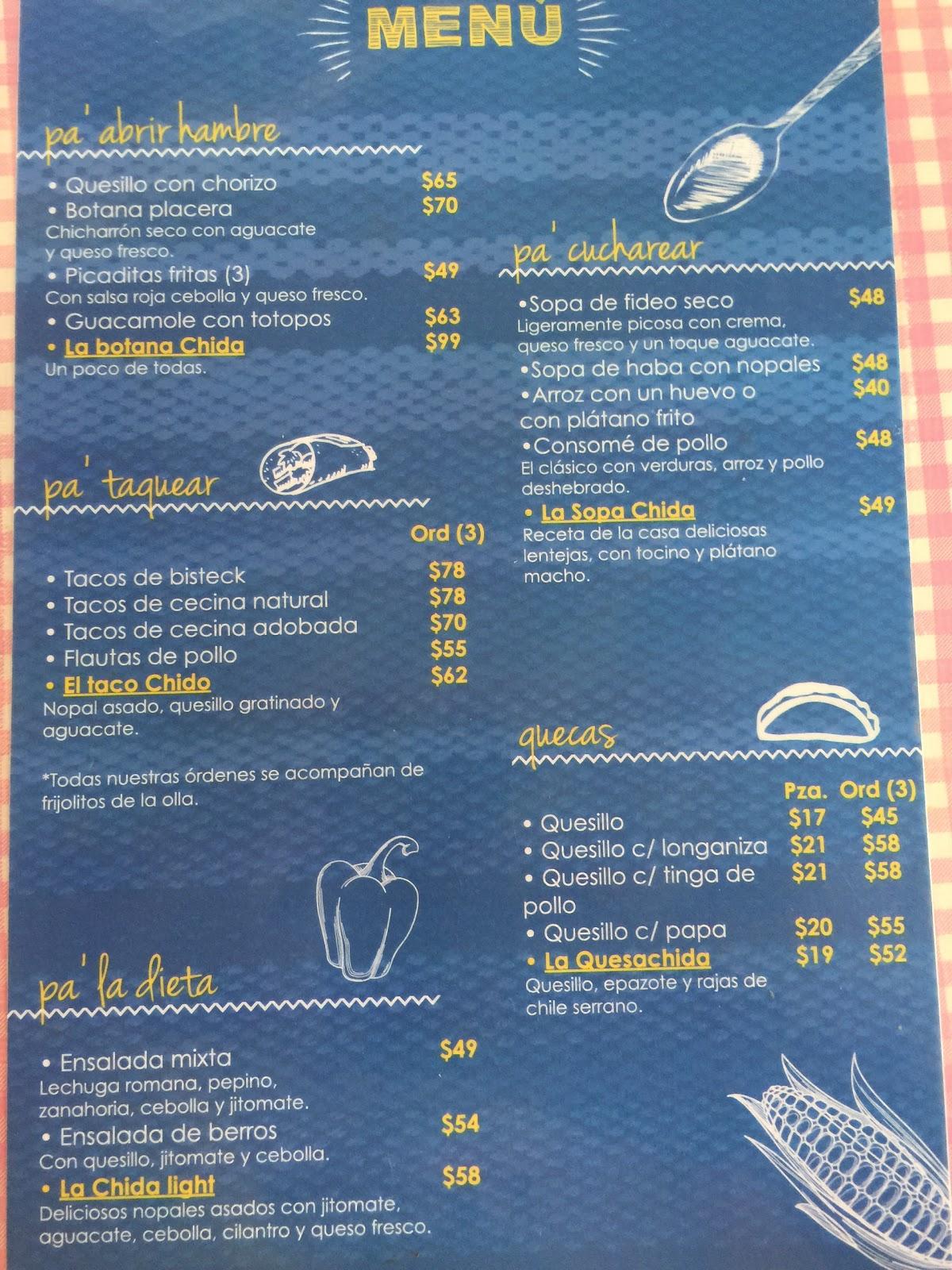Menu at Lo Chido Lo Chido restaurant, Ciudad López Mateos