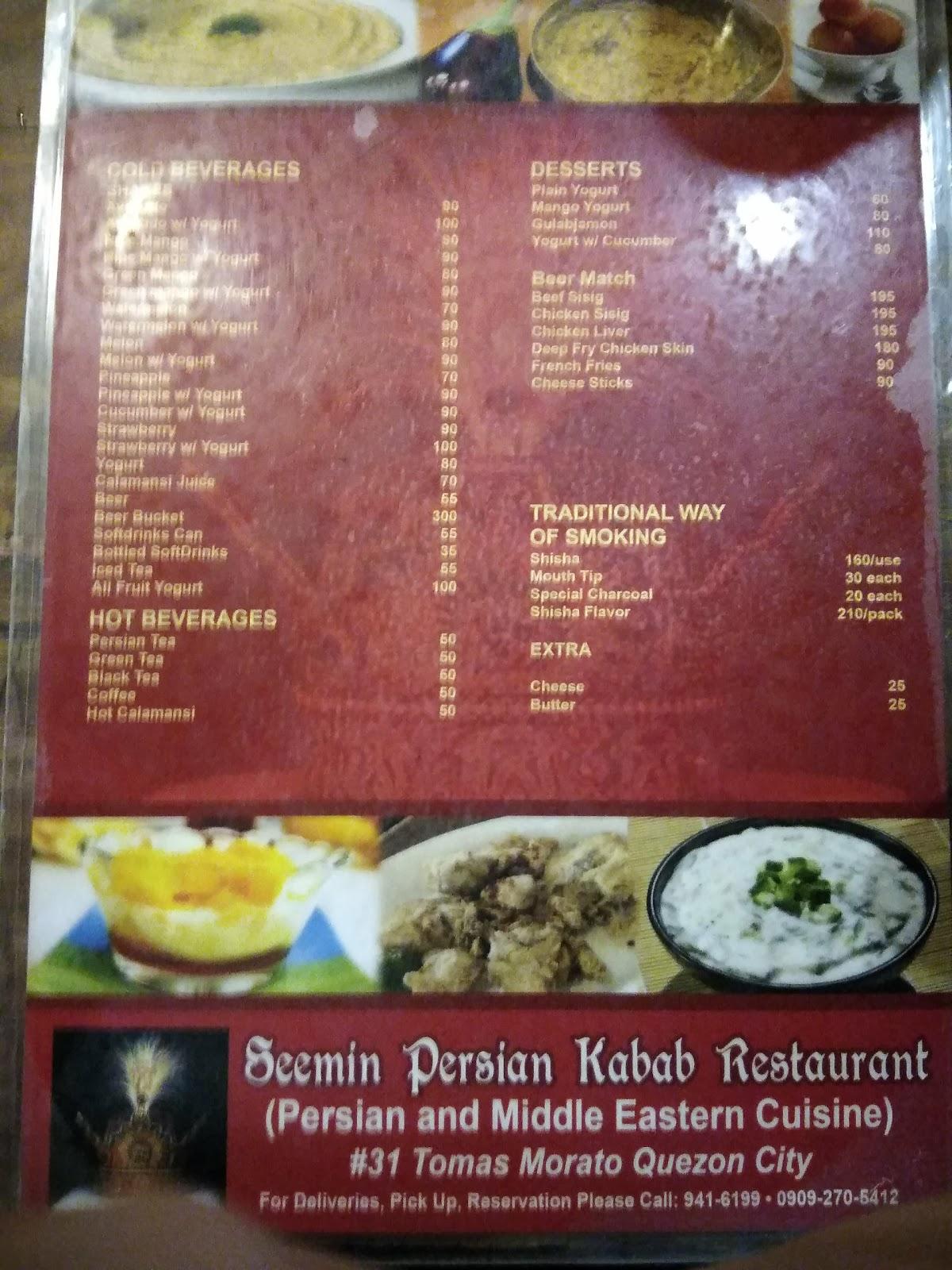 Menu at Maryam Kabab House restaurant, Quezon City