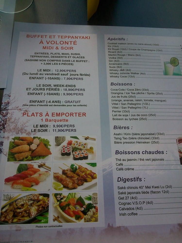 Menu at Nippon Grill restaurant, Nantes