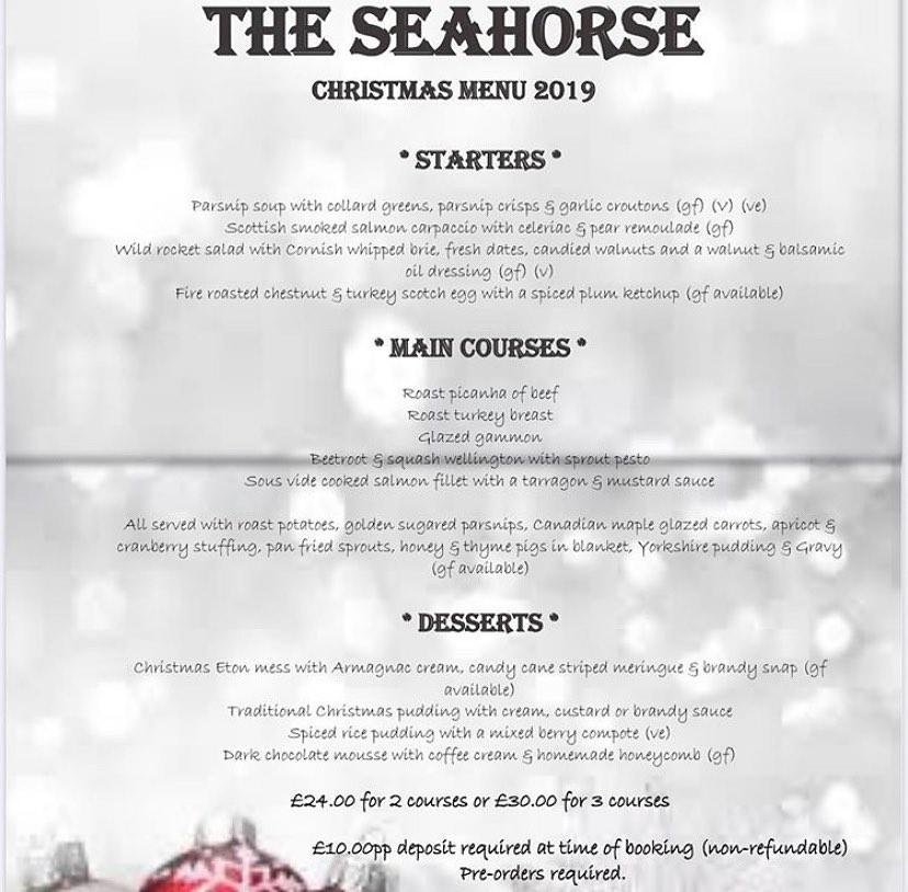 Menu at The Sea Horse Cafe, East Preston