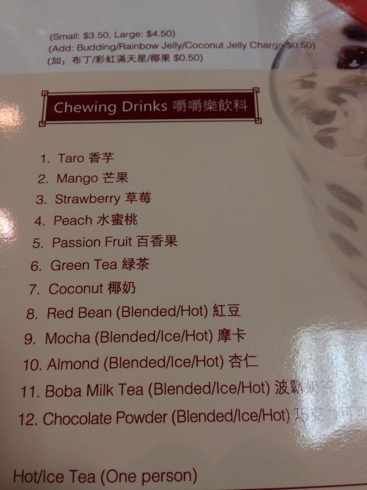 Menu at Boba World restaurant, Woods Cross
