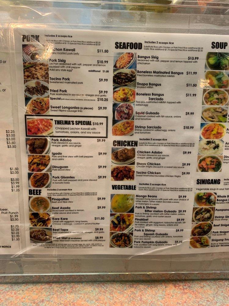 Menu at Thelma's Filipino Restaurant, Henderson, W Sunset Rd