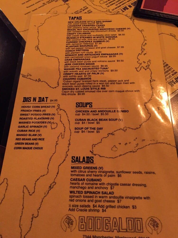 Menu at Boogaloo pub & bar, Maplewood