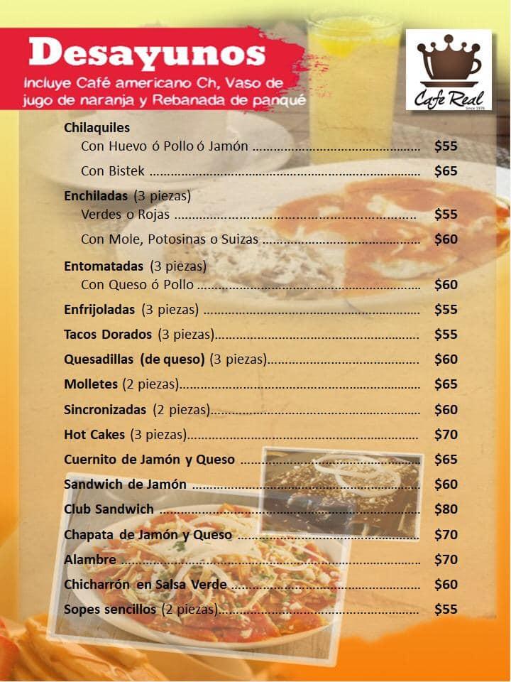 Carta de CAFE REAL de la sierra, Ciudad de México, Torres Adalid 1402