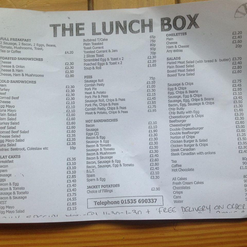 Menu at Lunchbox fast food, Keighley
