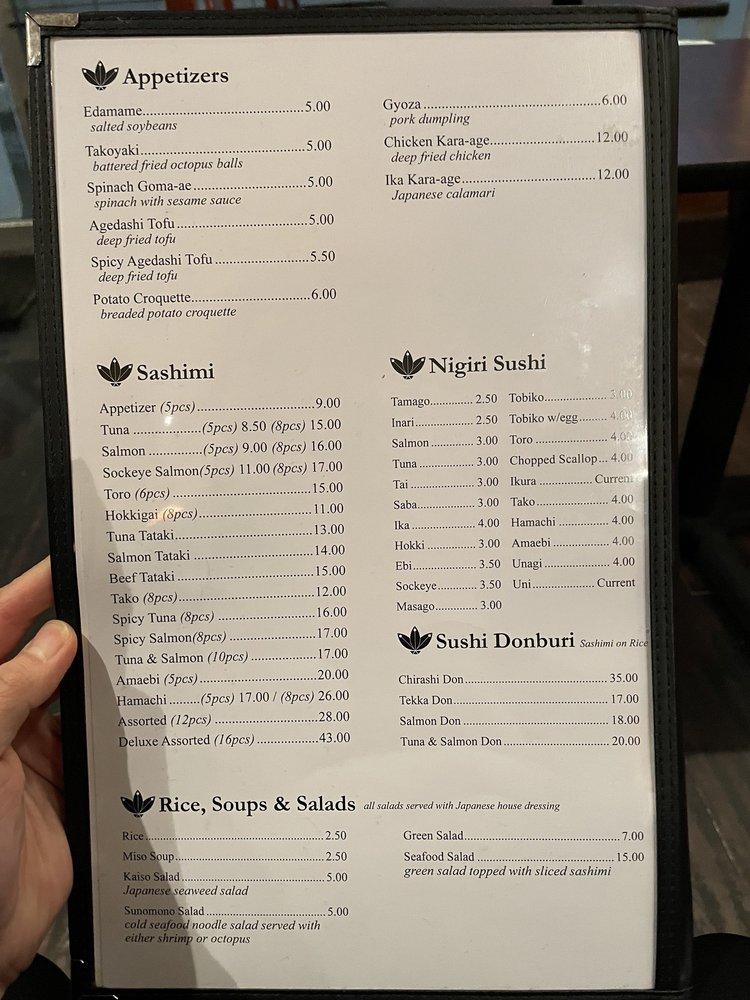 Menu at Makoto Japanese Restaurant, Burnaby