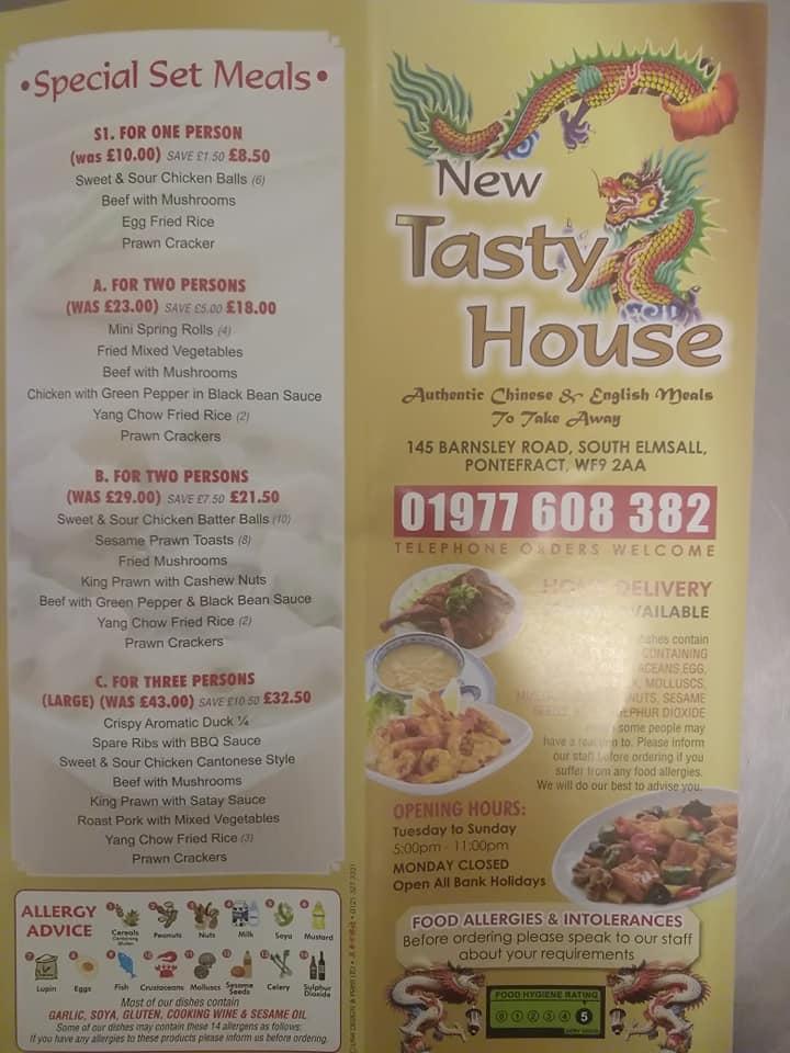 Menu at Tasty House restaurant, South Elmsall