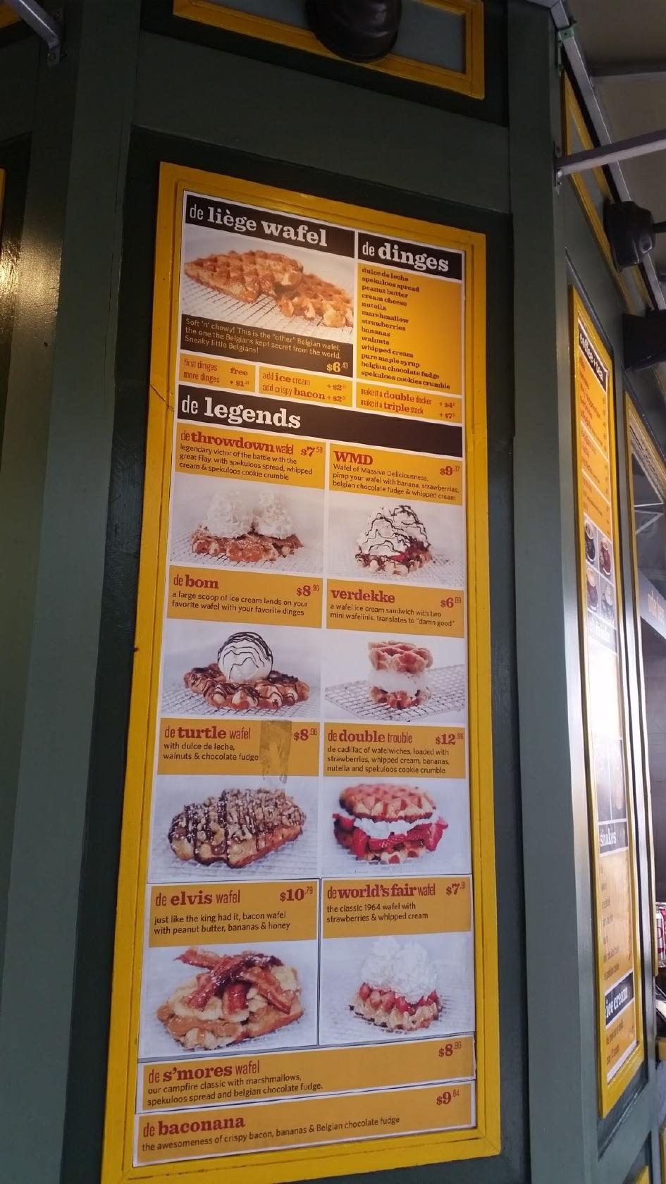 Menu at Wafels & Dinges desserts, West New York, 6th Avenue