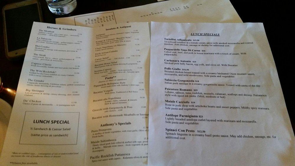 Menu at Bucatini pub & bar, Edmonds