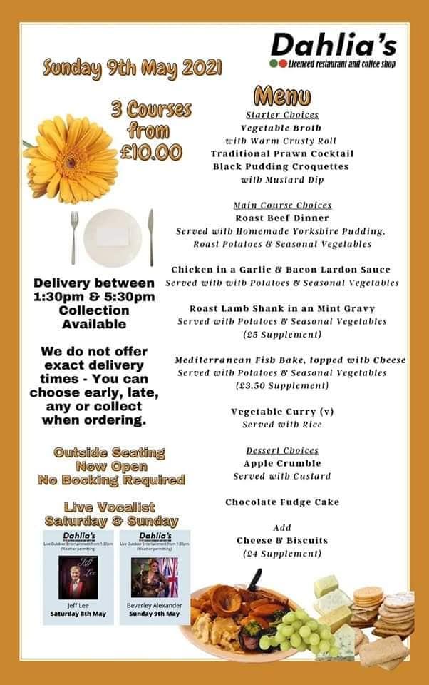 Menu at Dahlia's Kitchen • Licenced Restaurant & Coffee Shop, Blackpool