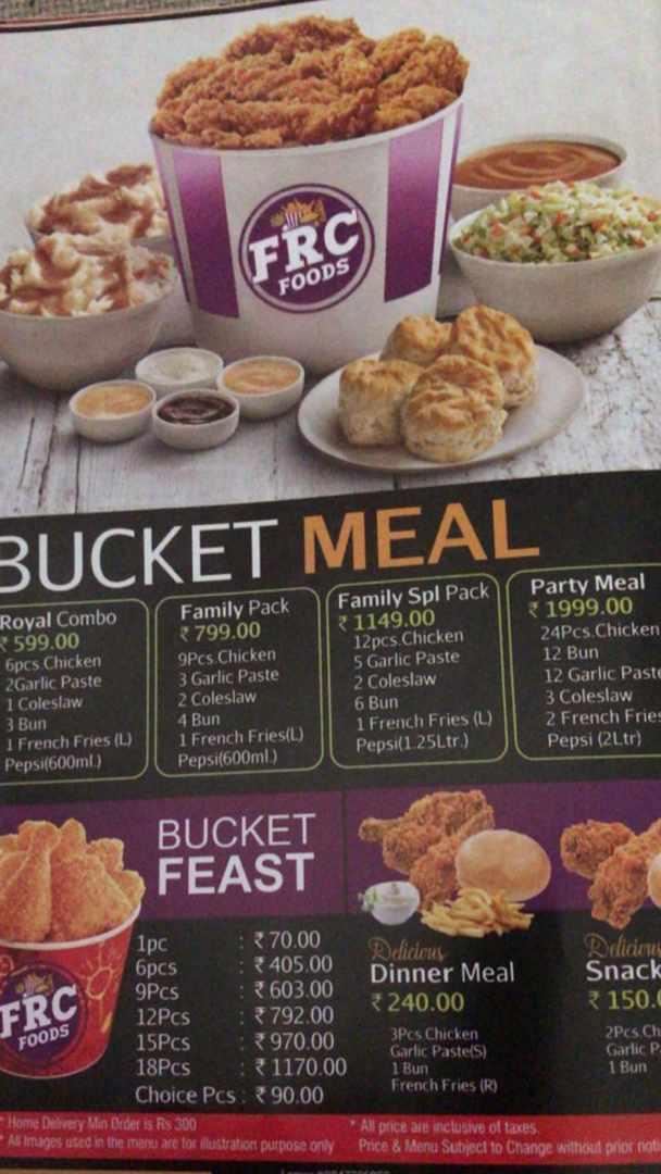 Menu at FRC Foods, Kallambalam