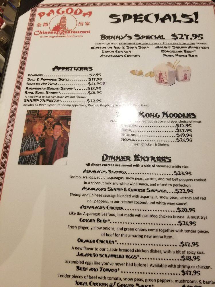 Menu at Pagoda Chinese Restaurant & Bar, North Pole