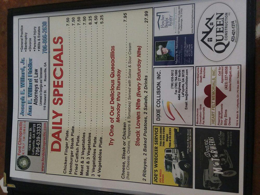Menu at Wanda's Restaurant, Rock Spring
