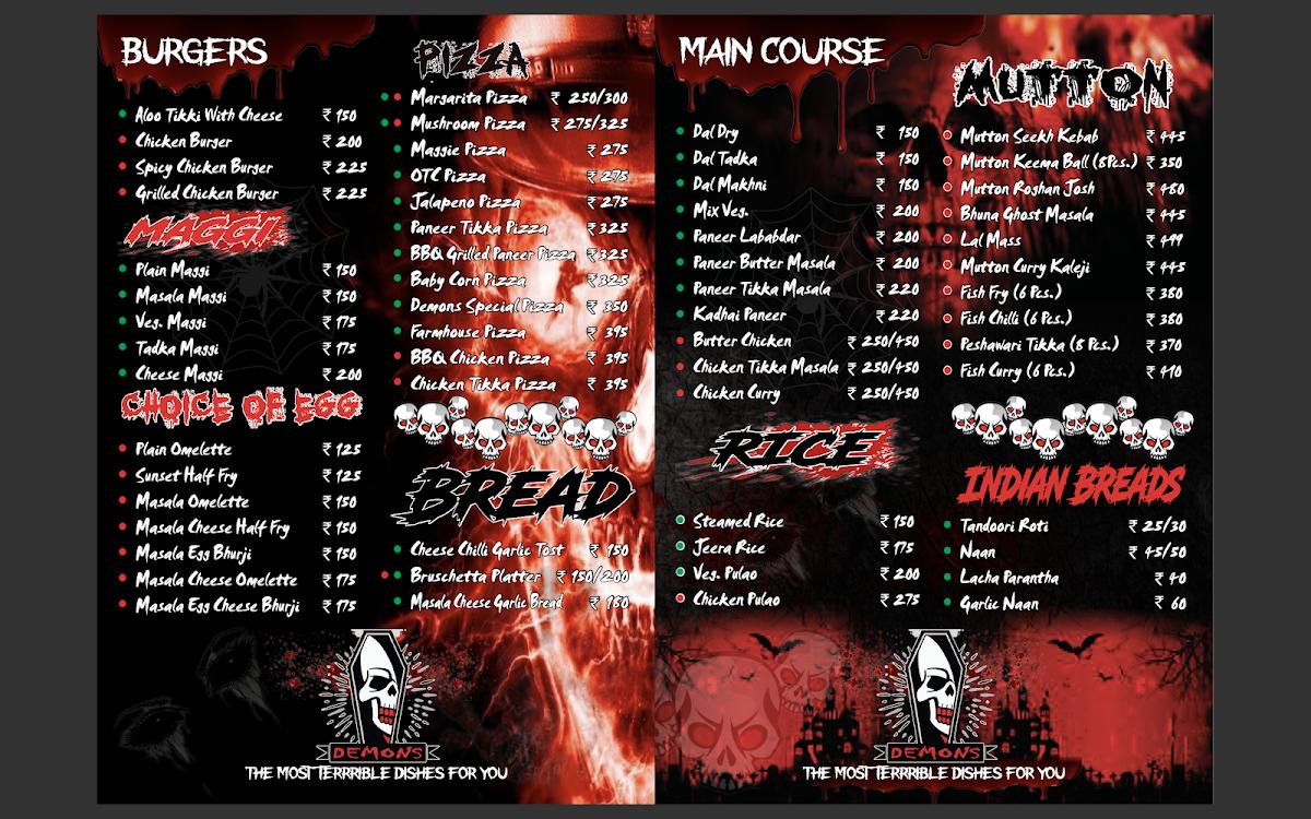 Menu at Demons cafe &Lounge, Jaipur