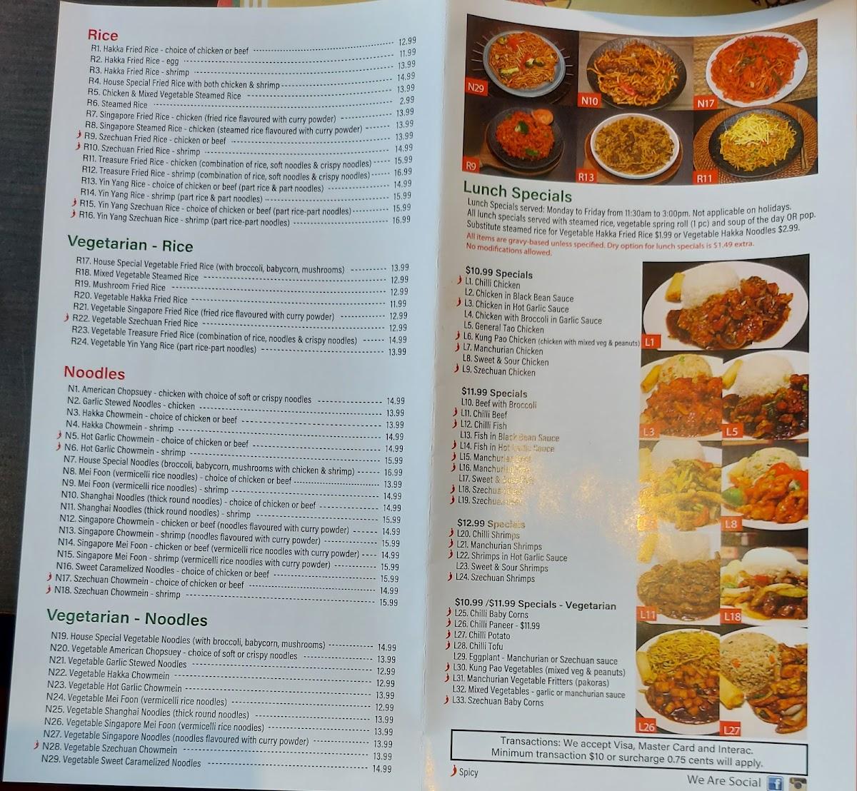 Menu at Hakka Ren restaurant, Mississauga