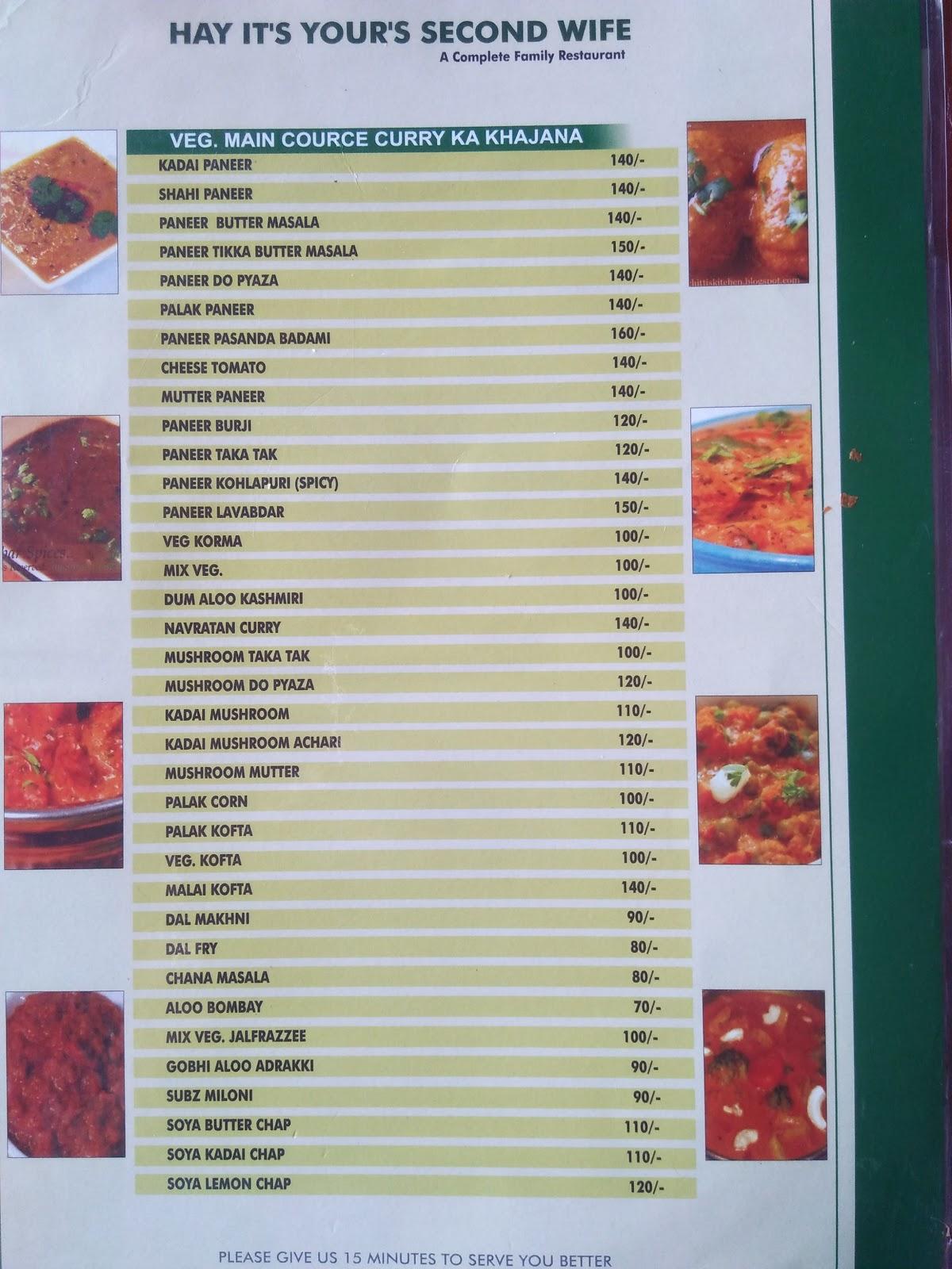 Menu at Hey it's your second wife, Ambala Cantt