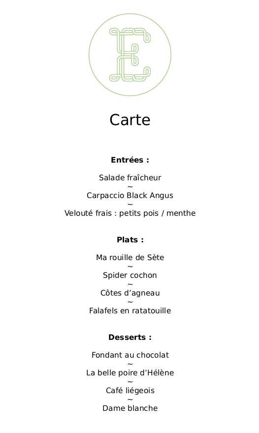 Menu at Restaurant L'Escapade, Roquebrun