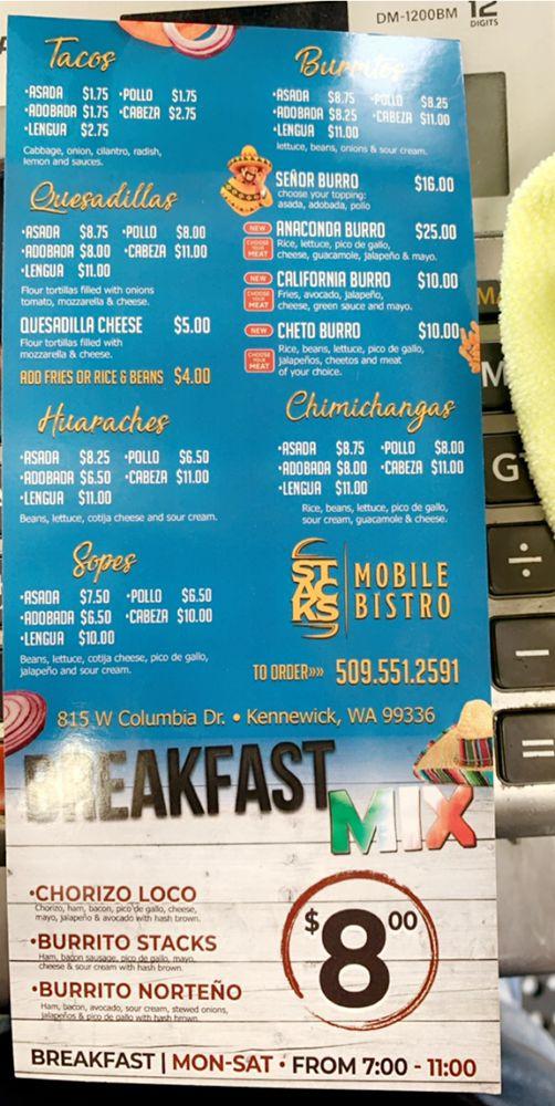 Menu at Stacks Mobile Bistro - Kennewick restaurant, Kennewick, 815 W ...