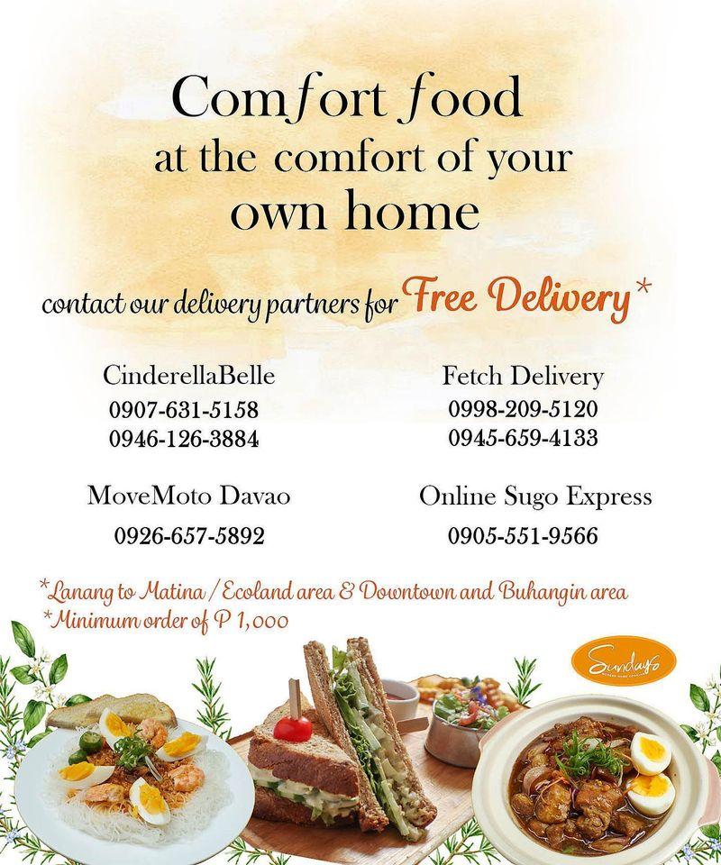 Menu at Sundays Modern Home Cooking restaurant, Davao City