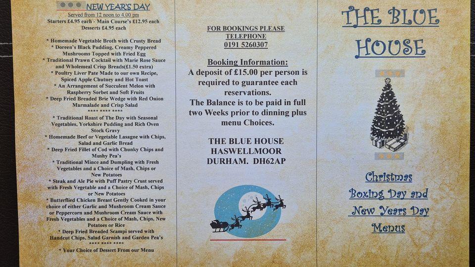 Menu at The Blue House restaurant, Haswell