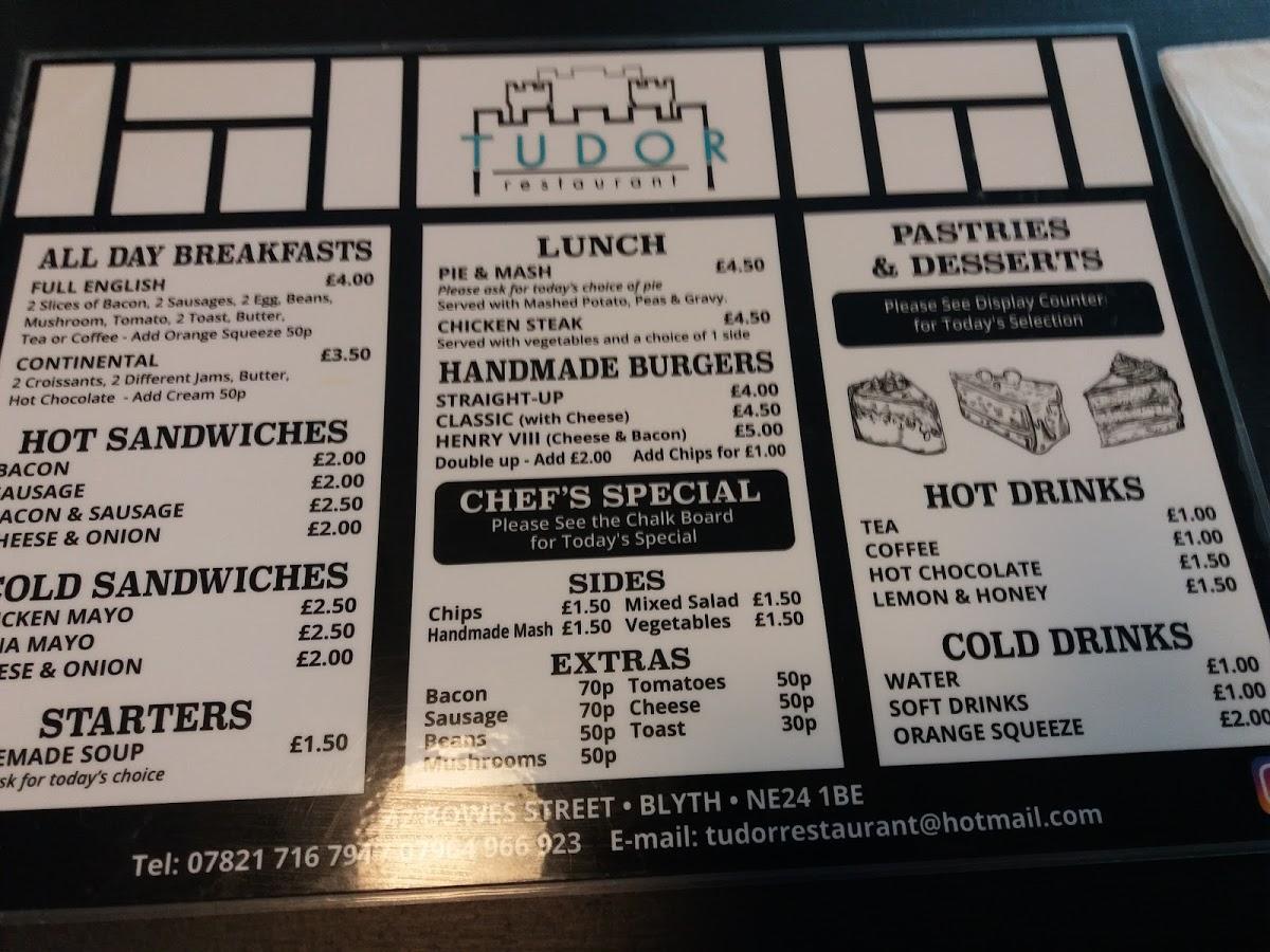 Menu at Tudor Restaurant, Blyth
