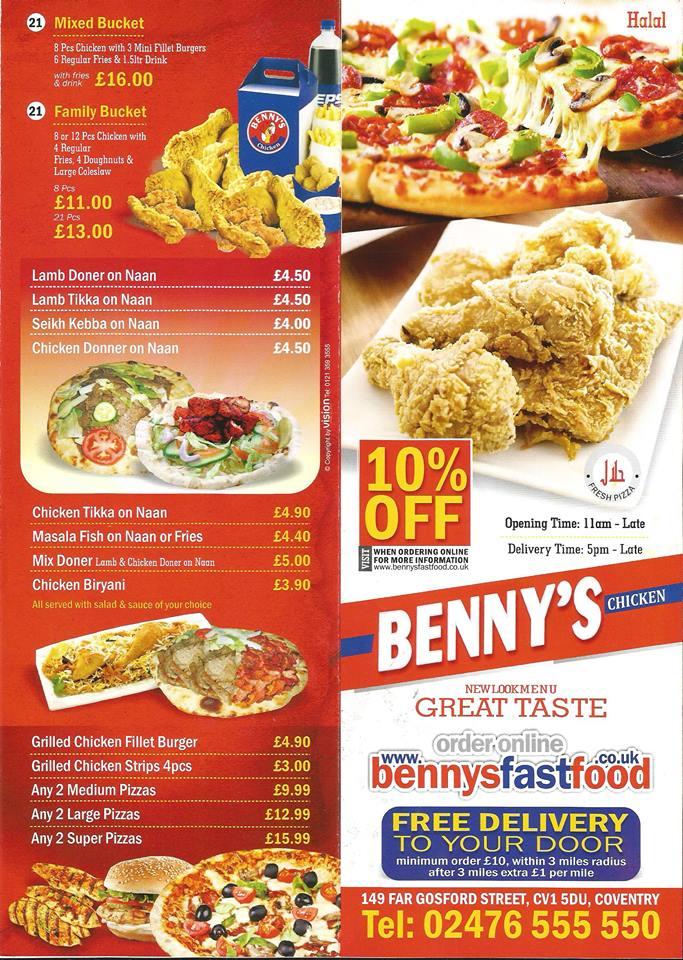 Menu at BENNYS DESSERT AND SHAKE desserts, Coventry