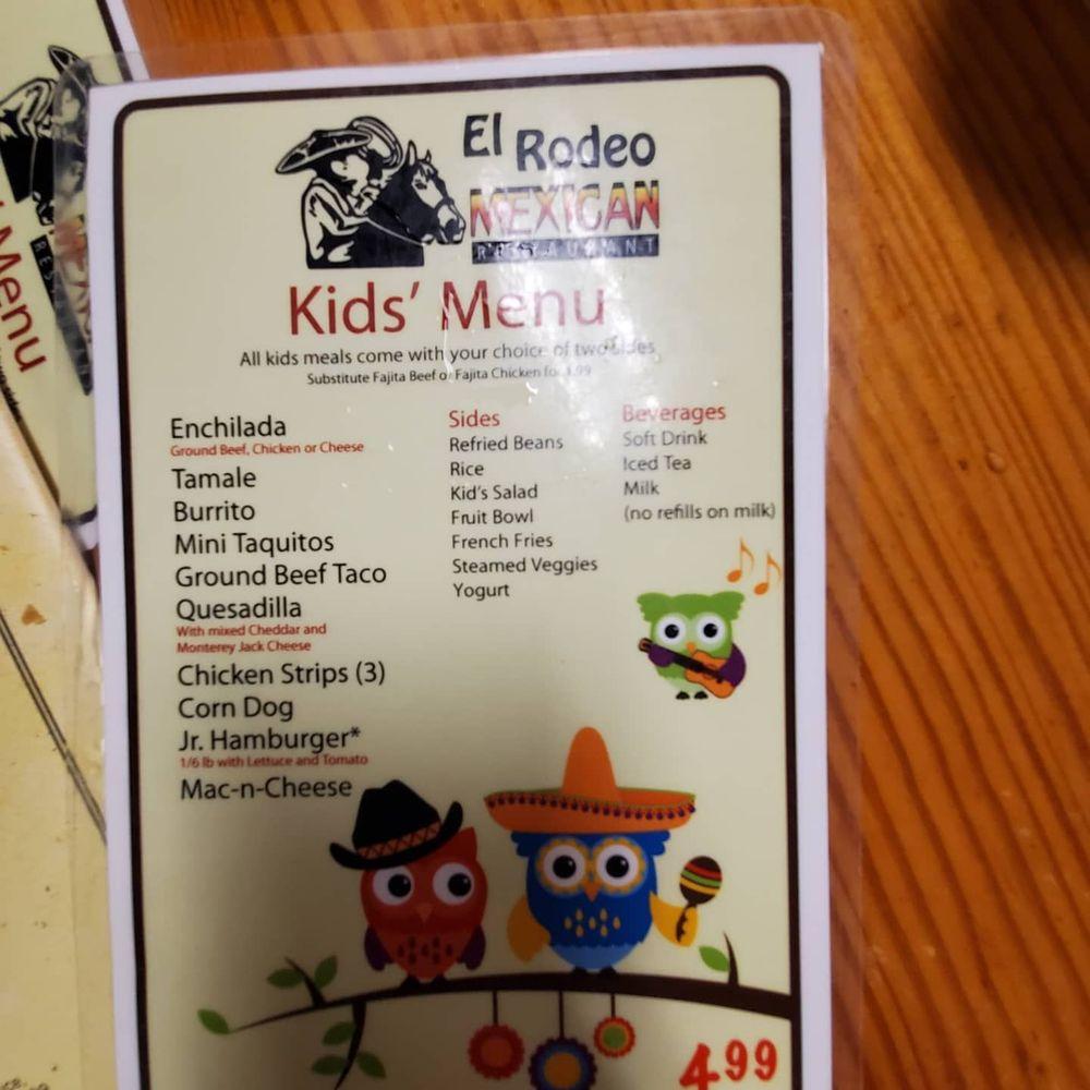 Menu at El Rodeo restaurant, Guthrie