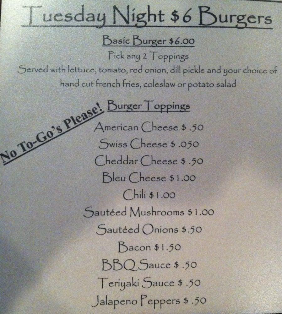 Menu at Bogies Restaurant & Pub, Great Barrington