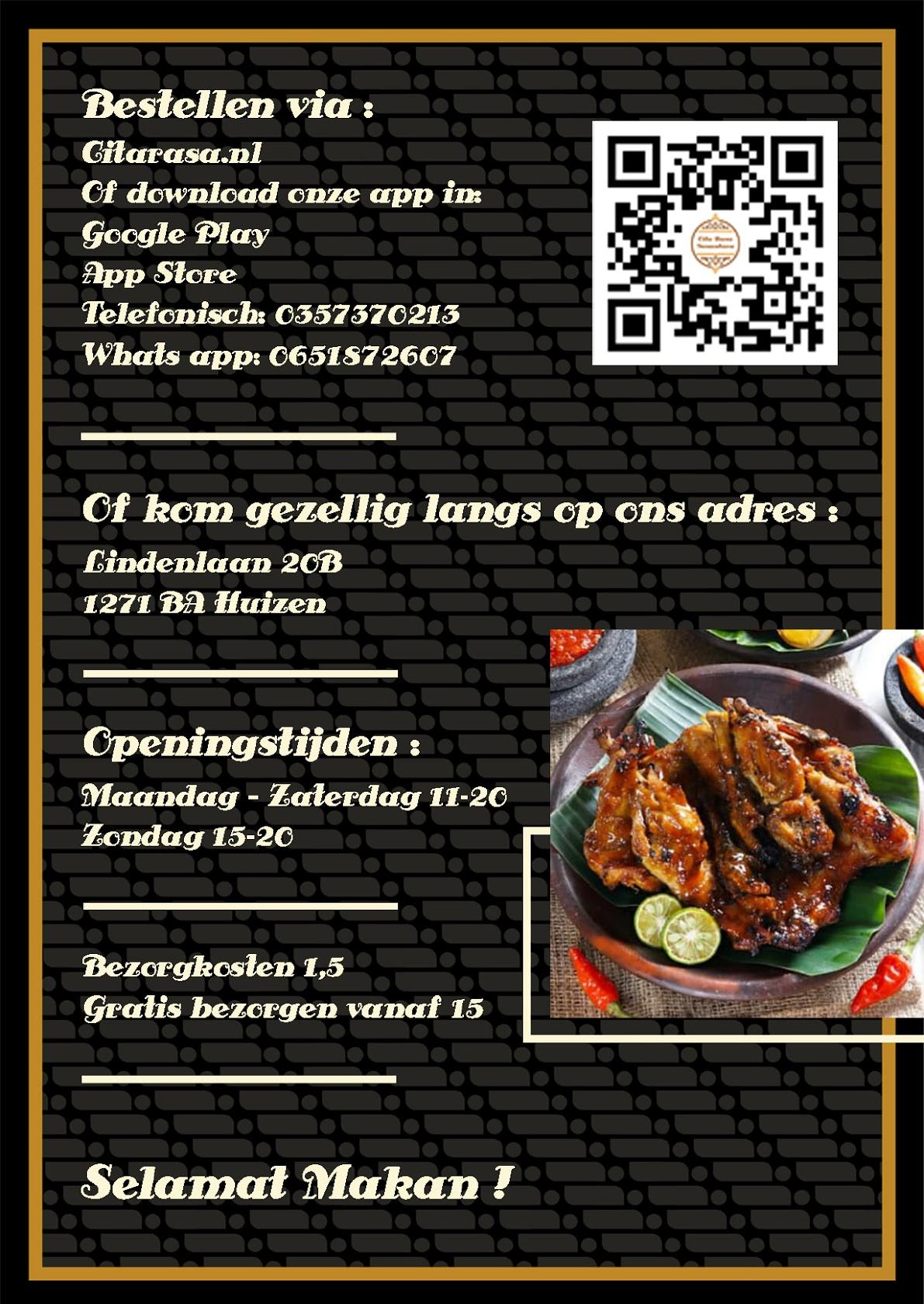 Menu at Cita Rasa Nusantara, Huizen