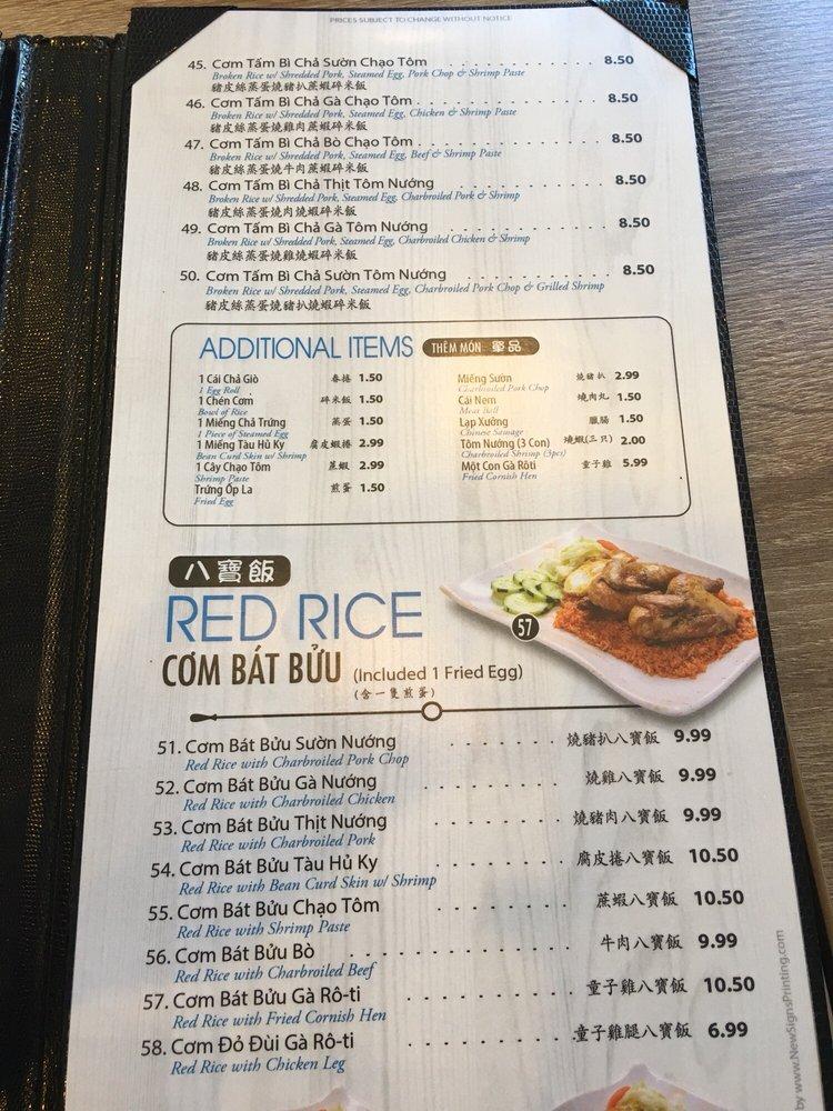 Menu at Com Tam Kieu (Cơm Tấm Kiều) restaurant, Rosemead, Valley Blvd ...