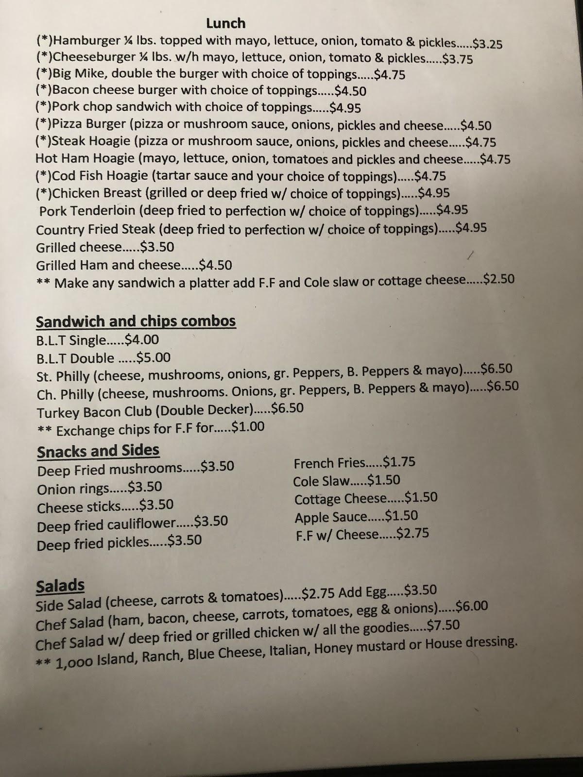 Menu at Gathering Place restaurant, Newtonsville