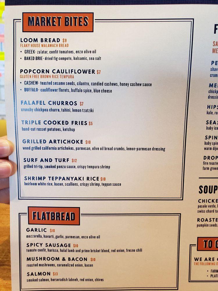 Menu at Heirloom restaurant, Fresno