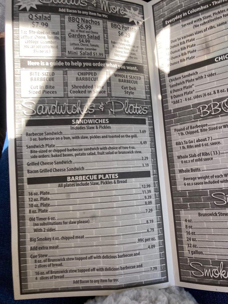 Menu at Smokey Pig BBQ, Columbus