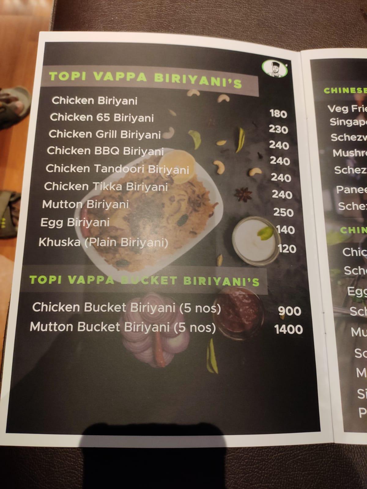 Menu at TOPI VAPPA BIRIYANI NAGERCOIL BRANCH, Nagercoil