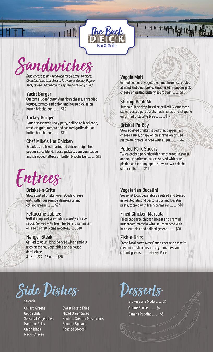 Menu at The Back Deck Bar & Grille, Daphne