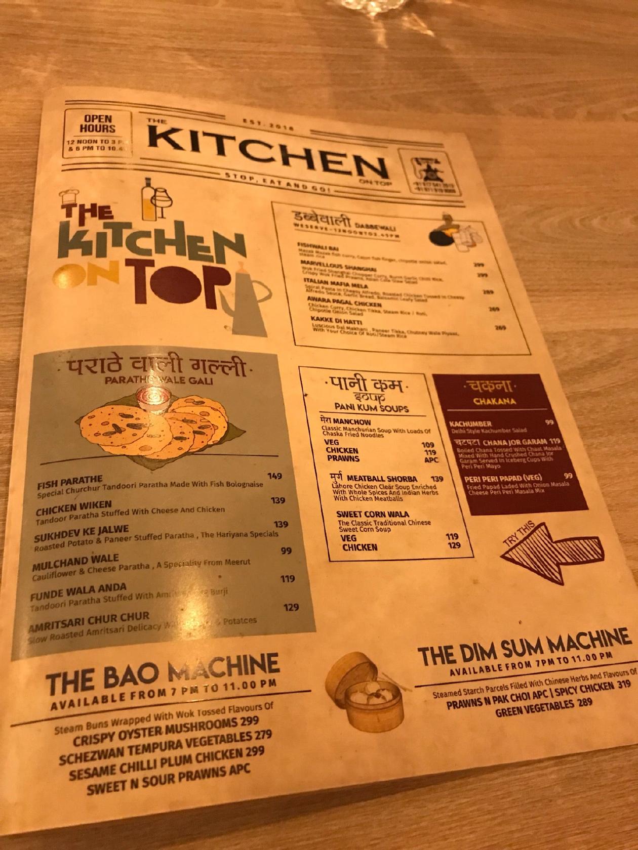 Menu at The Kitchen On Top, Margao